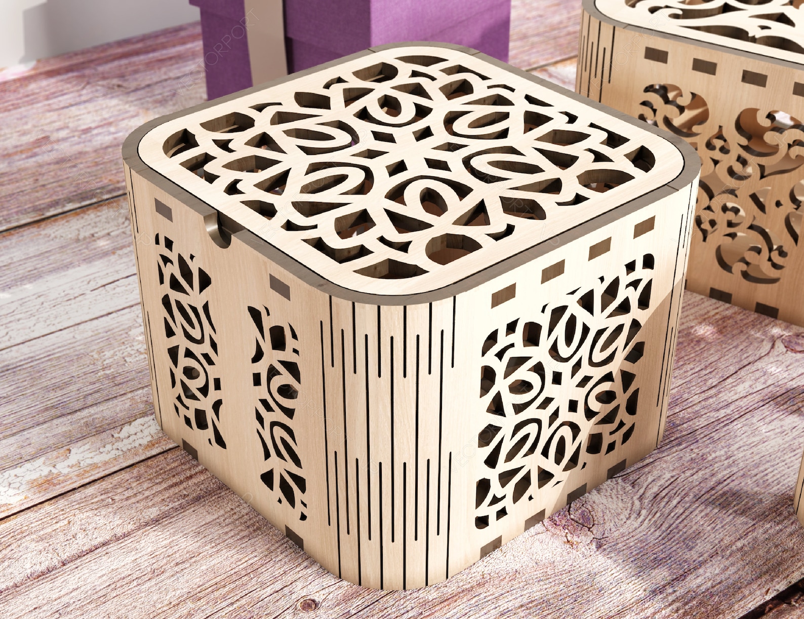 Floral Design Decorative Wooden Gift Box Laser Cut Jeweler - Etsy