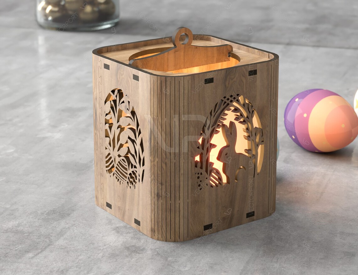 Easter Lamp Candle Holder Ornaments Light Bunny Tealight Lamp Night ...