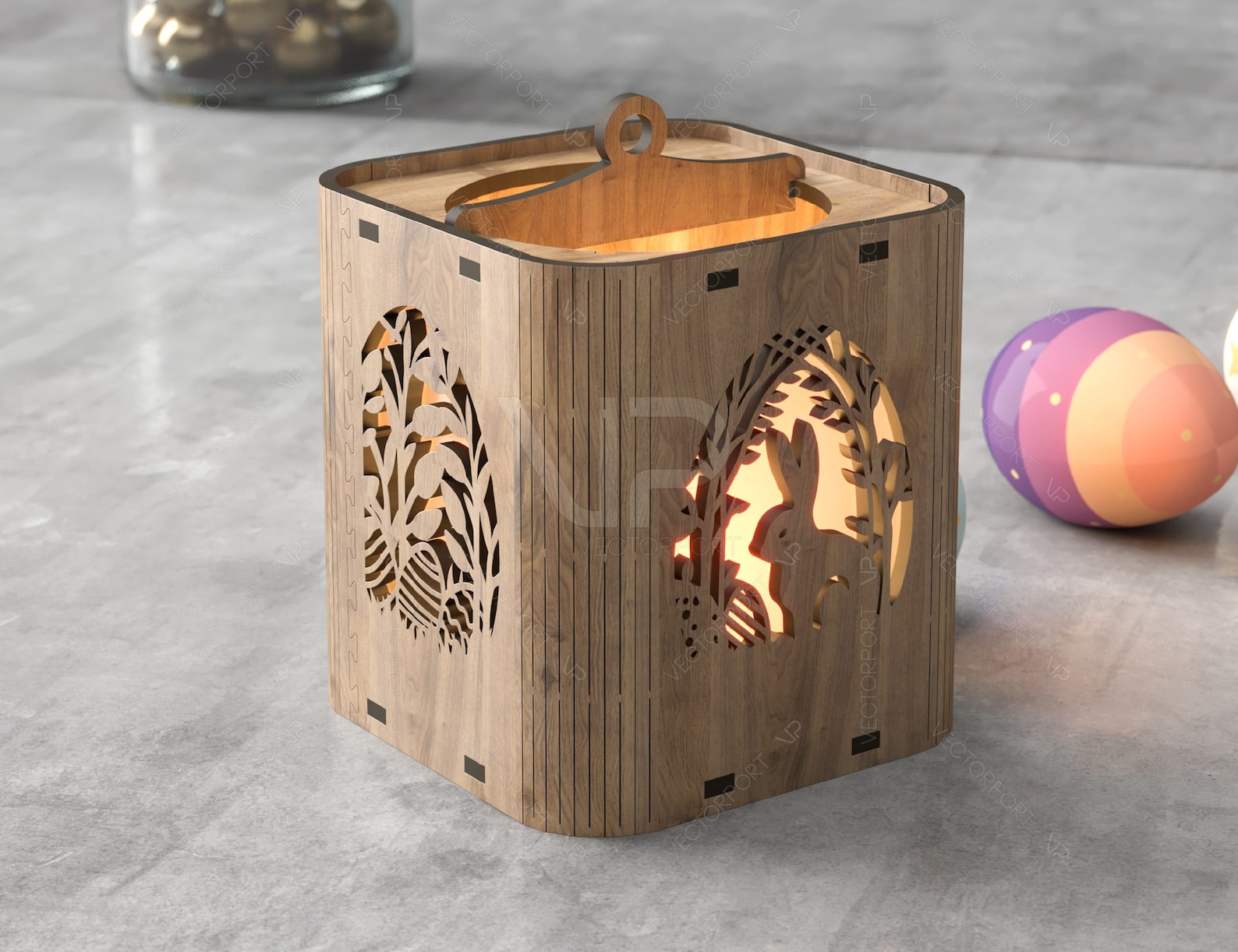 Easter Lamp Candle Holder Ornaments Light Bunny Tealight Lamp Night ...