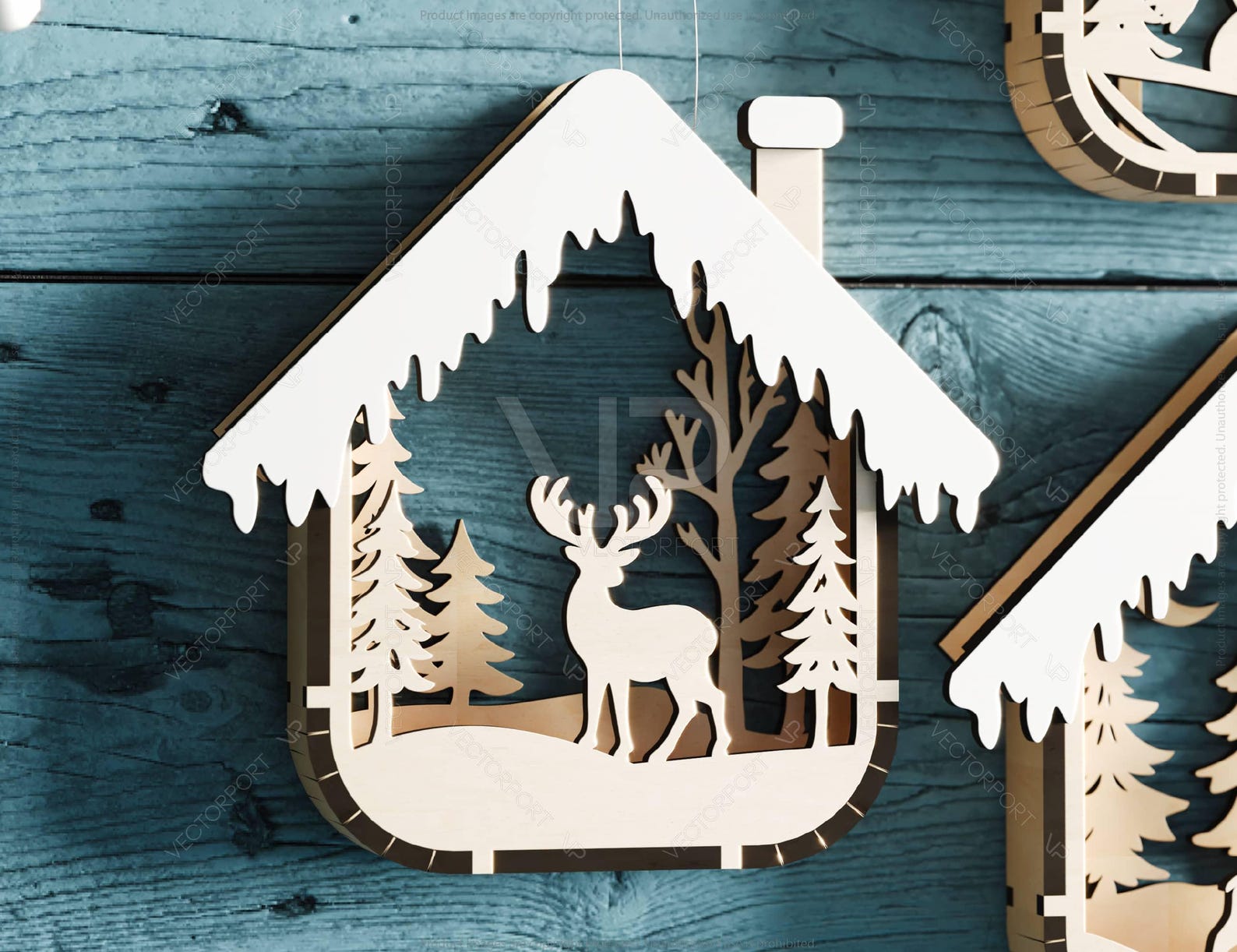 House Shape New Year Theme 3D Christmas Ornament Set Tree Decorations ...