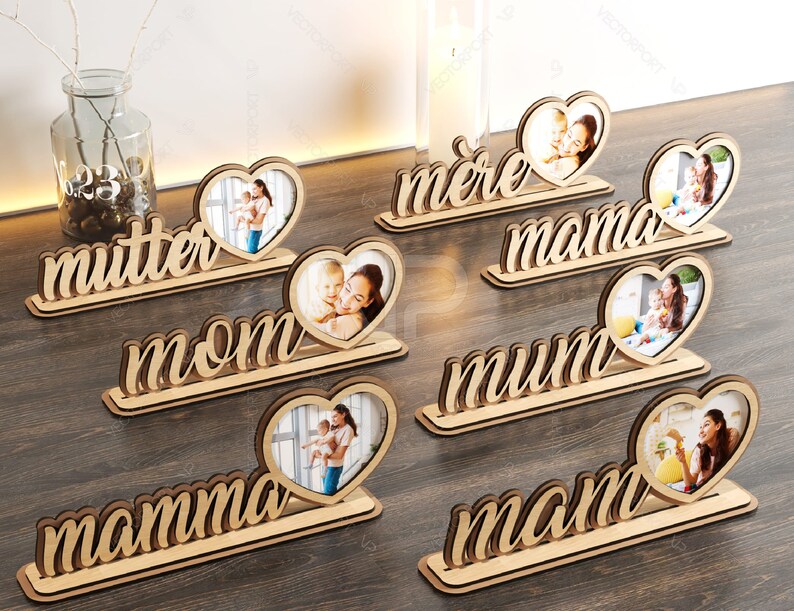 Standing Mom Text With Heart Shape Photo Frame Happy Mother’s Day Gift ...