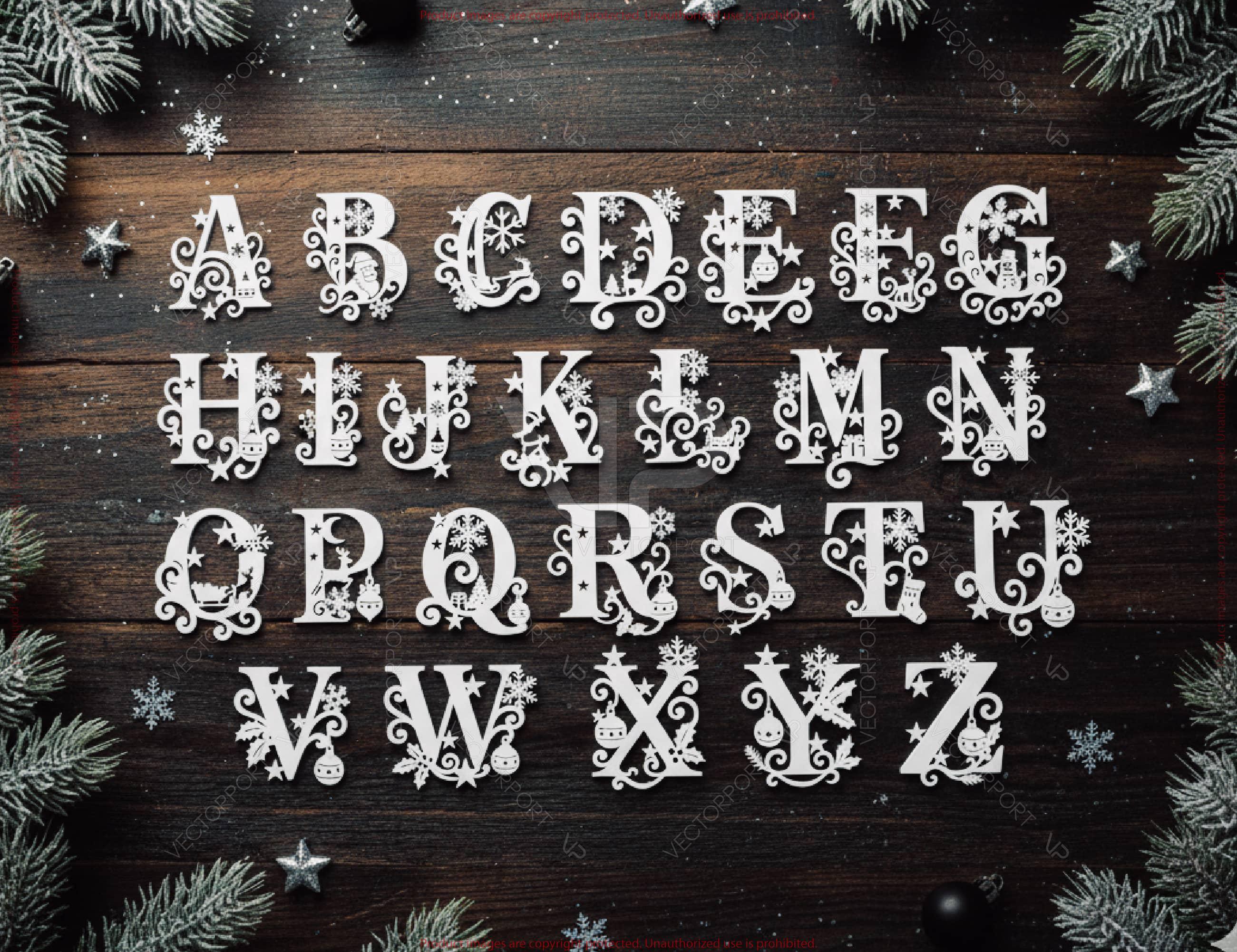Christmas Alphabet & Numbers Laser Cut Set | 26 Letters | 0-9 Numbers ...