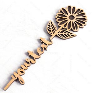 Daisy Laser Cut Out Art Valentine Day Acrylic Wood Personalized Flower ...