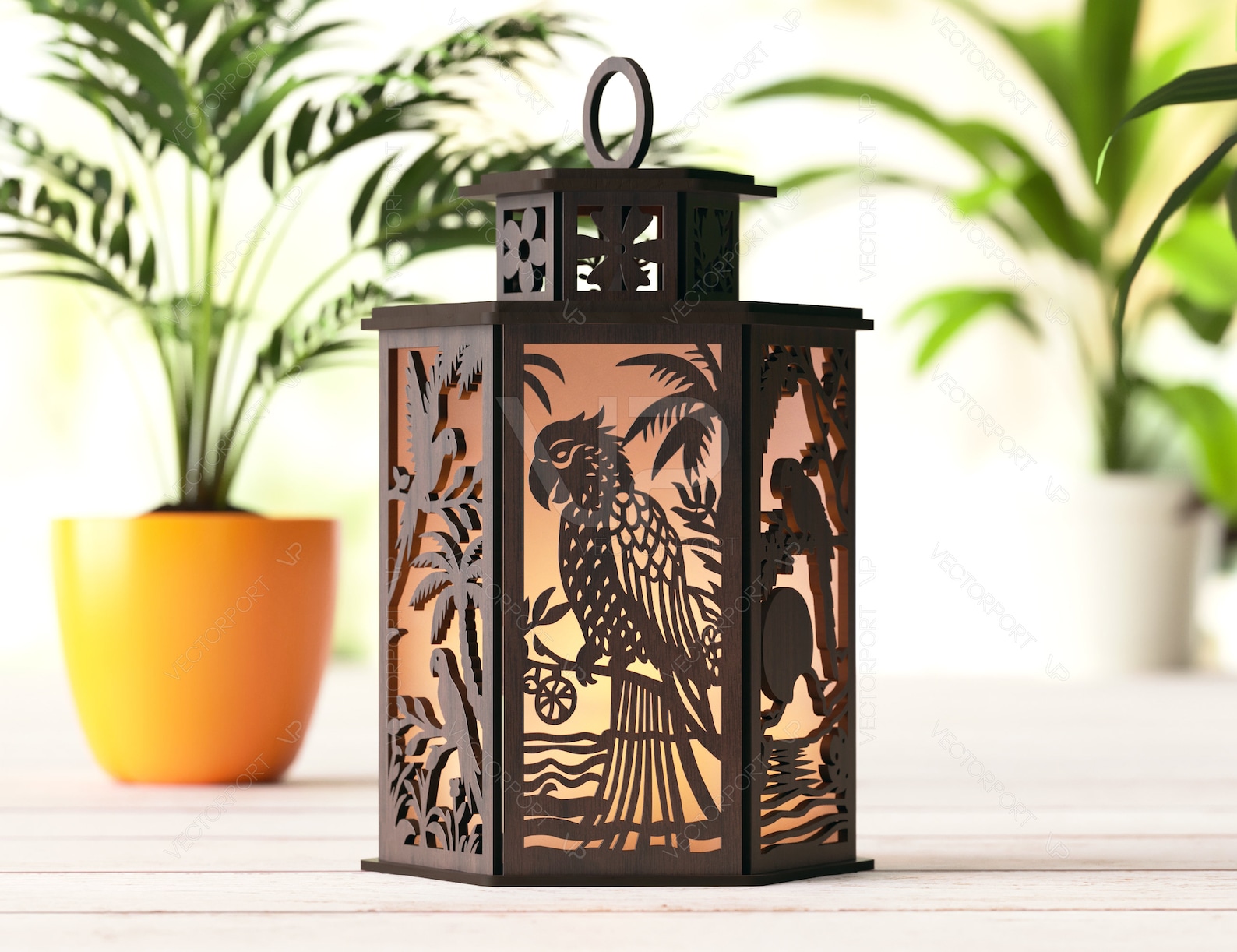 Exotic Tropical Lantern: Parrot Laser Cut Tealight Candle Holder Night ...