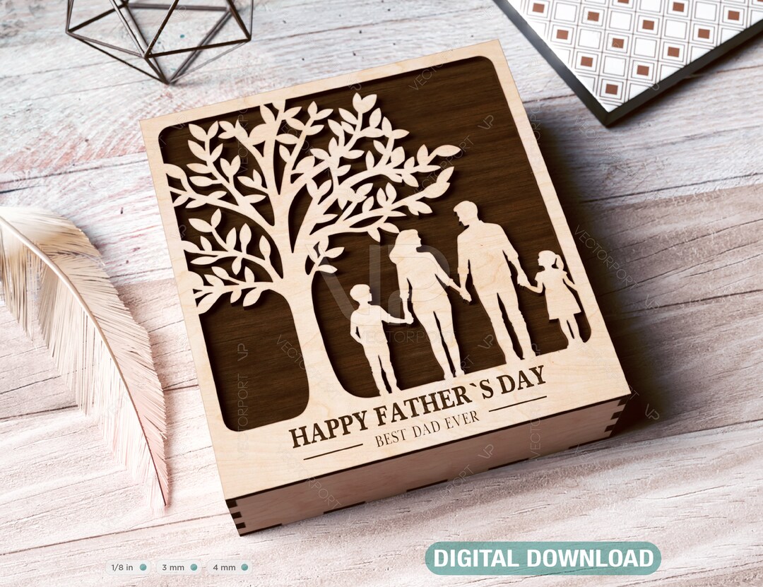 Father's Day Engraved Gift Box – Dad & Mom/son/daughter Themed Laser ...
