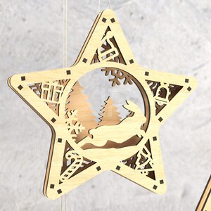 Star Shape Christmas Tree Decorations Craft Hanging Bauble Snowy Scene ...