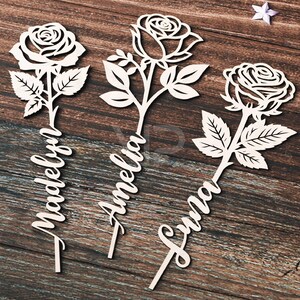 Customizable Standing Flower Laser Cut Art - Personalized Flower With ...