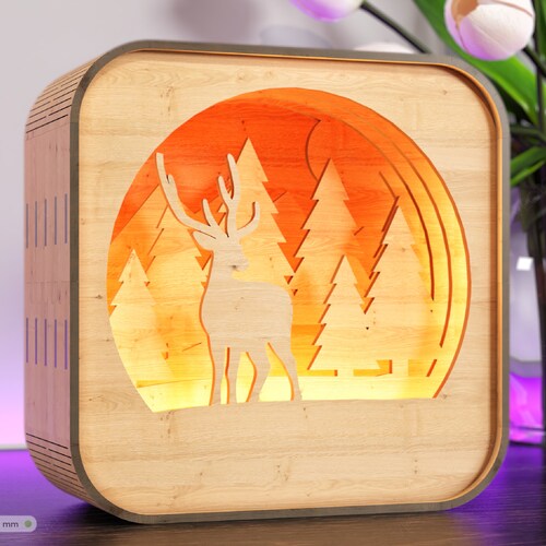 Rabbits Wooden Night Lamp Forest Scene Multilayer Shadowbox - Etsy