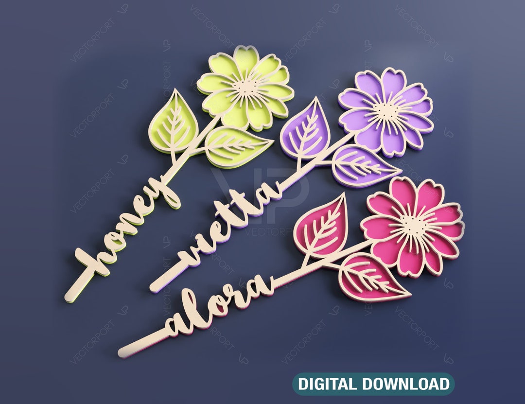 Flower Laser Cut Out Art Gift Day Acrylic Wood Personalized Flower With ...