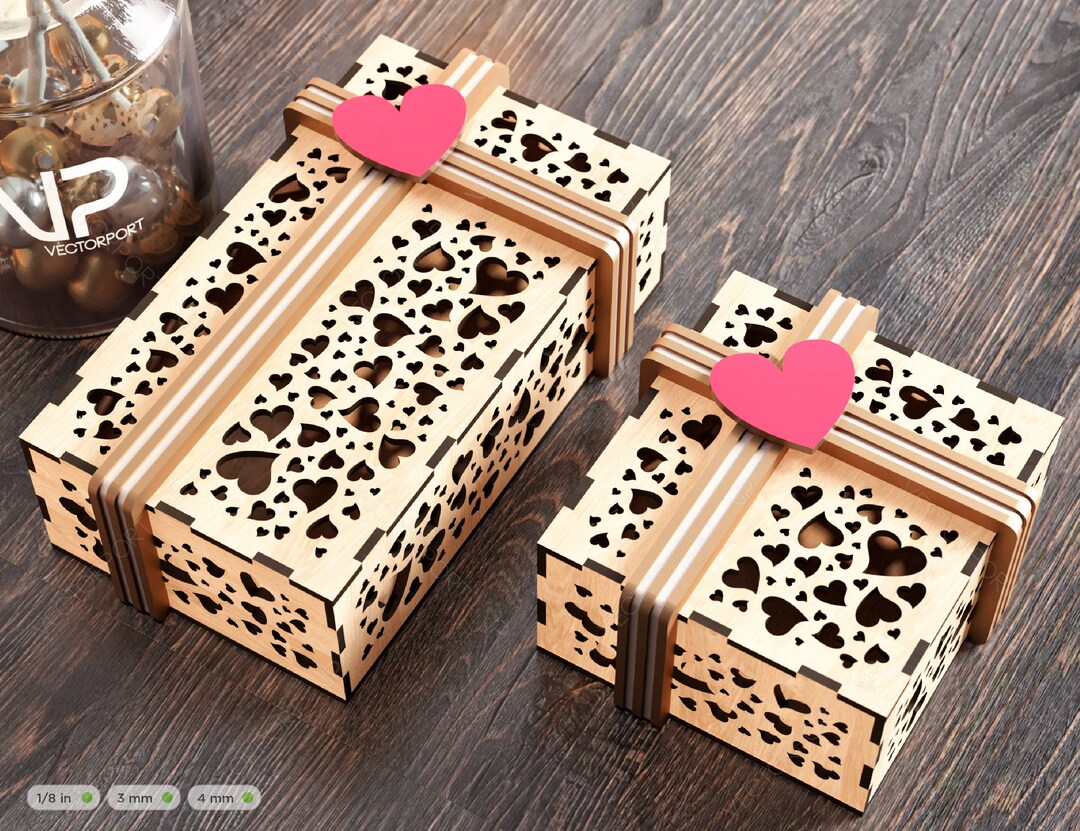 Laser Cut Gift Box With Ribbon Decorative Heart Pattern Opener - Etsy