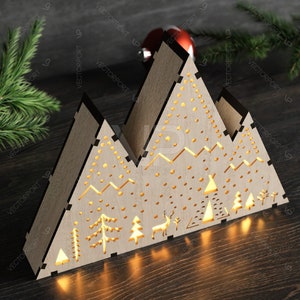 Scandinavian Mountain Led Night Light Lamp Laser Cut Bedside Table Lamp ...