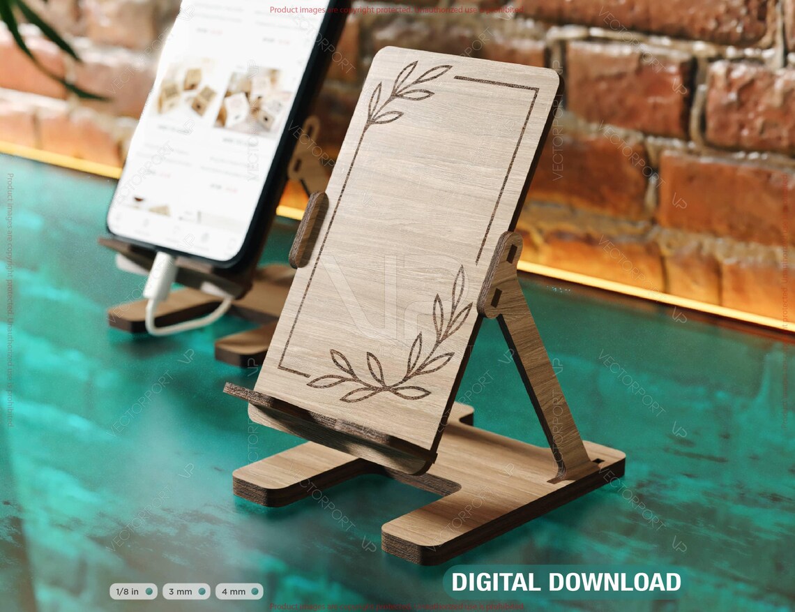 Modern Minimalist Phone Stand | Laser Cut SVG File | Mobile Holder ...