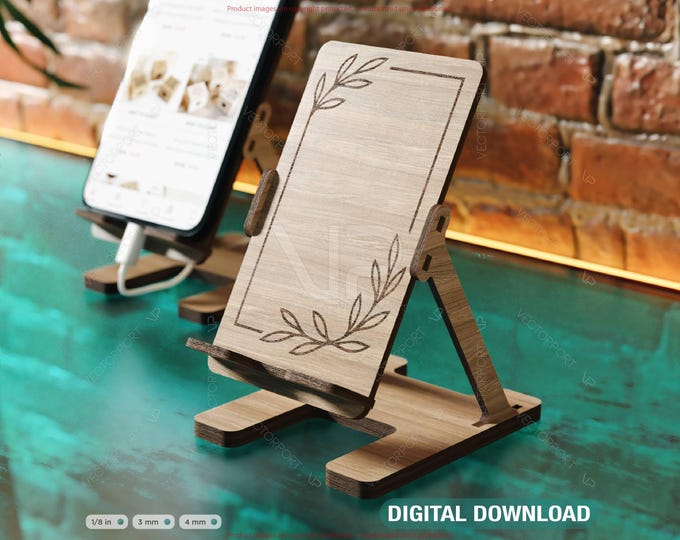 Phone Desk Stand Laser Cut SVG | Cell Phone Desk Stand SVG Bundle ...