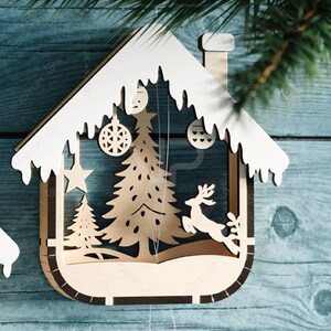 House Shape New Year Theme 3D Christmas Ornament Set Tree Decorations ...
