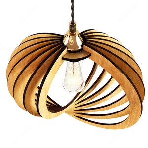 Oval Round Modern Wood Pendant Light Chandelier Lamp Lampshade Plywood ...