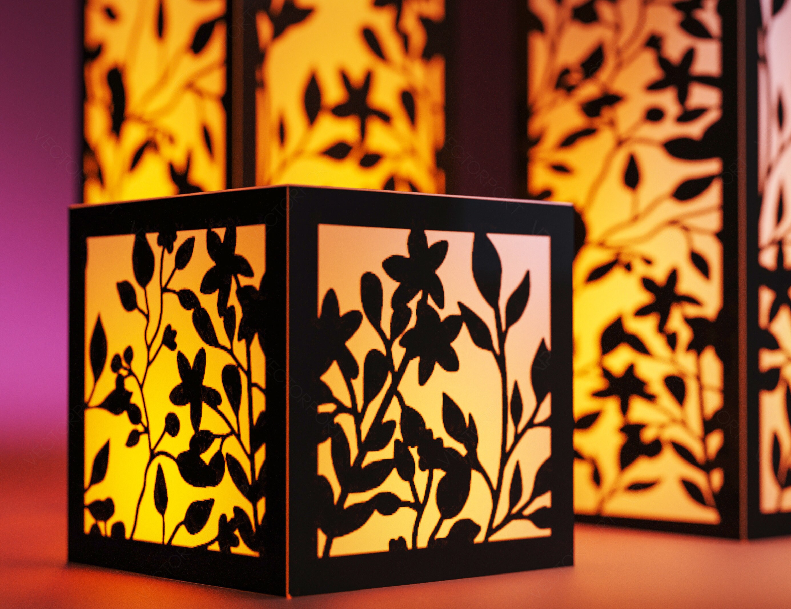 Papercut Floral Lantern Candle Holder SVG Laser Cut Lamp Tea - Etsy
