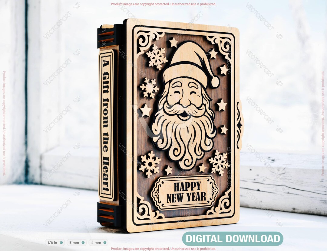 Santa Book Box SVG | Wooden Christmas Gift Box Digital Download |#659 ...