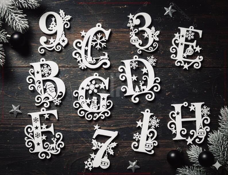 Christmas Alphabet & Numbers Laser Cut Set | 26 Letters | 0-9 Numbers ...