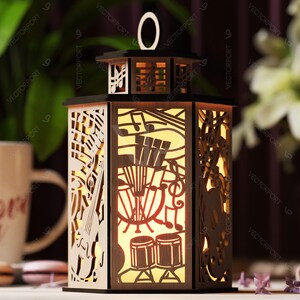 Symphony Lantern: Music Notes Laser Cut Tealight Candle Holder Night ...
