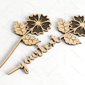 Tropical Flowers Laser Cut Out Art Valentine Day Acrylic Wood ...