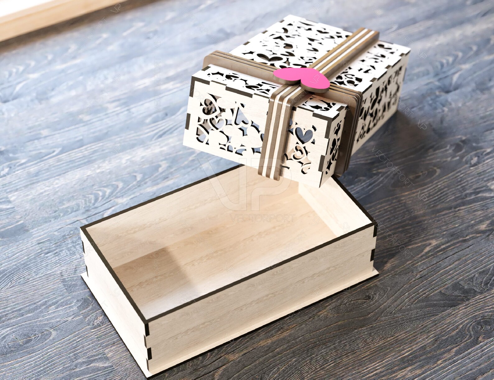 Valentine Day Gift Box With Ribbon Decorative Wooden Laser Cut Jeweler ...