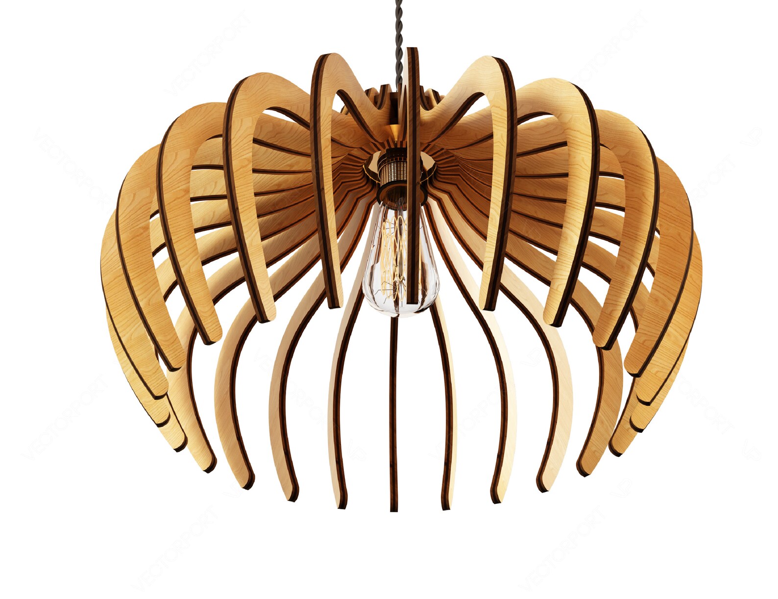 Elliptic Round Modern Wood Pendant Light Chandelier Lamp - Etsy