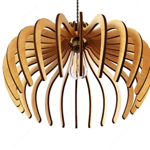 Elliptic Round Modern Wood Pendant Light Chandelier Lamp Lampshade ...
