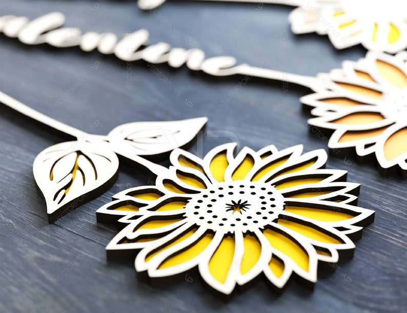 Sunflower Laser Cut Out Stick With Tag for Laser Cutting Art Valentine ...
