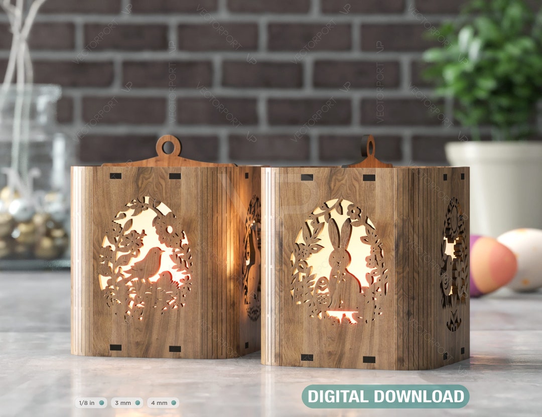 Easter Lamp Candle Holder Ornaments Light Bunny Tealight Lamp Night ...