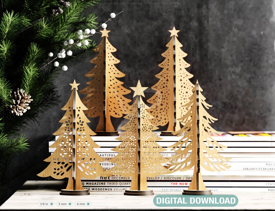 3D Standing Christmas Tree – Laser Cut Holiday Ornament, New Year Tree ...