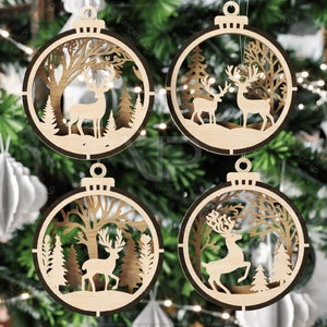 Bundle of 3D Christmas Ornaments, Tree Decorations Craft Set, Hanging Bauble With Snowy Scene ...