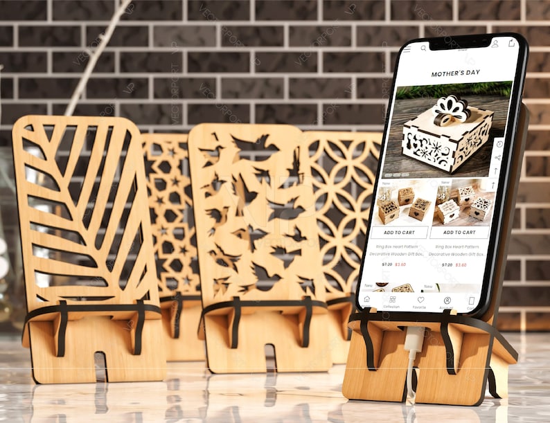 Laser Cut Wooden Mobile Phone Stand Cell Phone Holder Digital Download ...