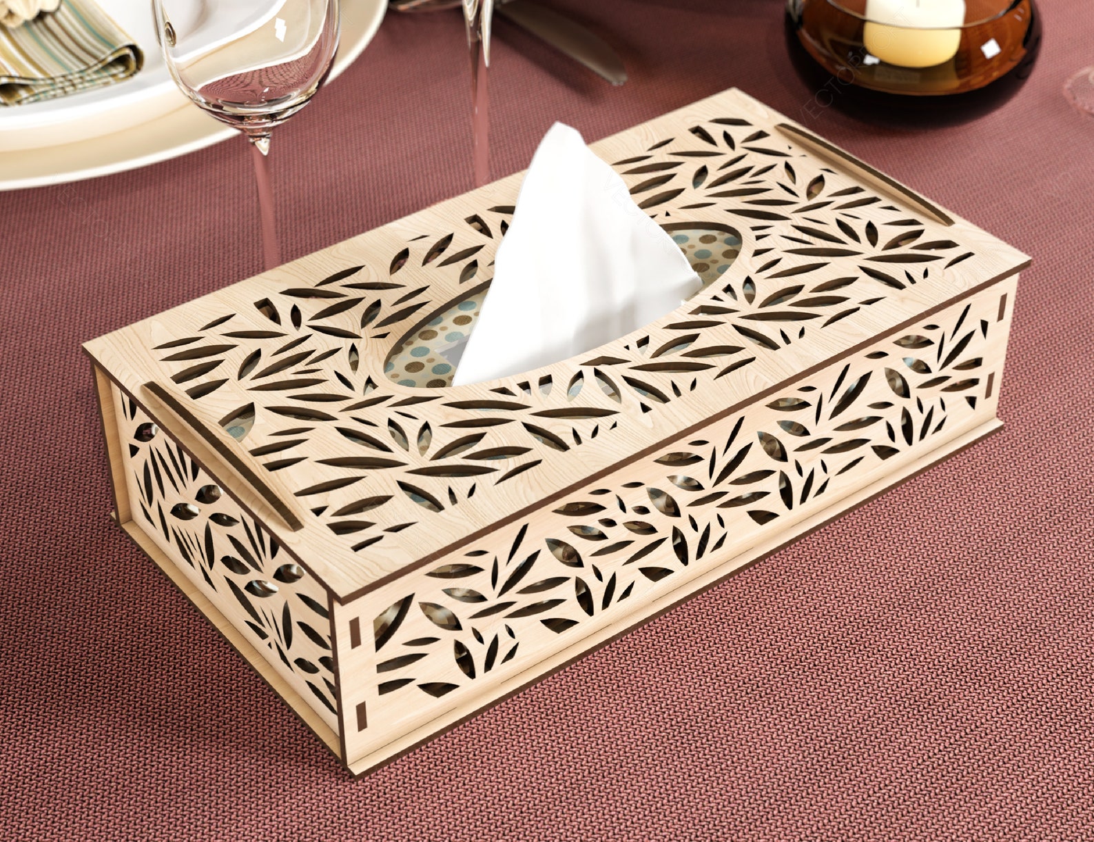 Decorative Laser Cut Tissue Box Leaf Shape Tabletop Wooden - Etsy