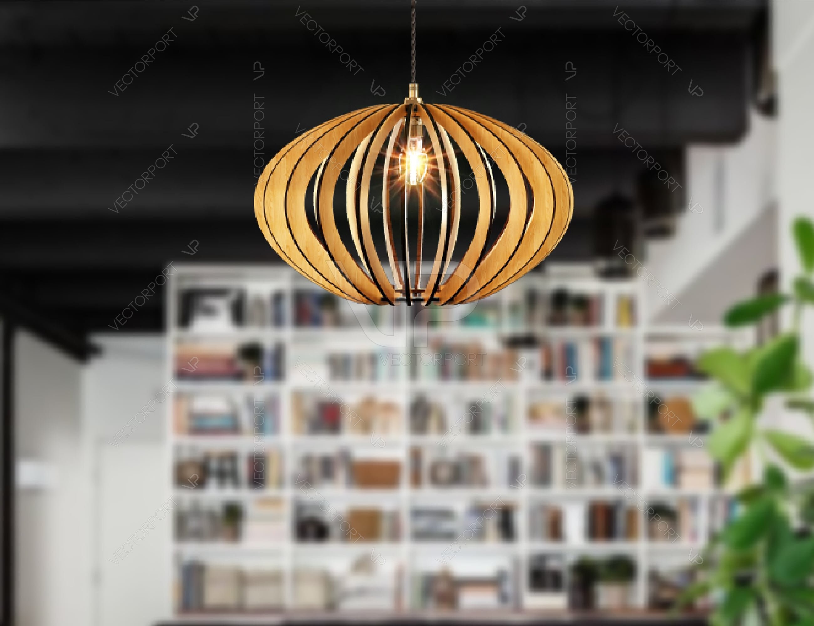 Oval Round Modern Wood Pendant Light Chandelier Lamp Lampshade Plywood ...