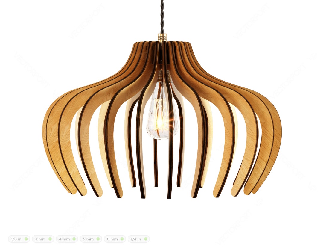 Elliptic Round Modern Wood Pendant Light Chandelier Lamp - Etsy