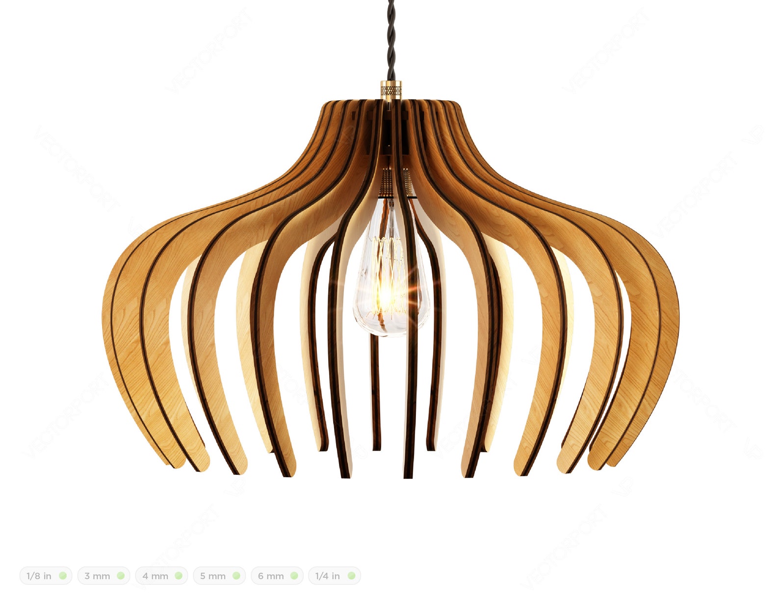 Elliptic Round Modern Wood Pendant Light Chandelier Lamp - Etsy