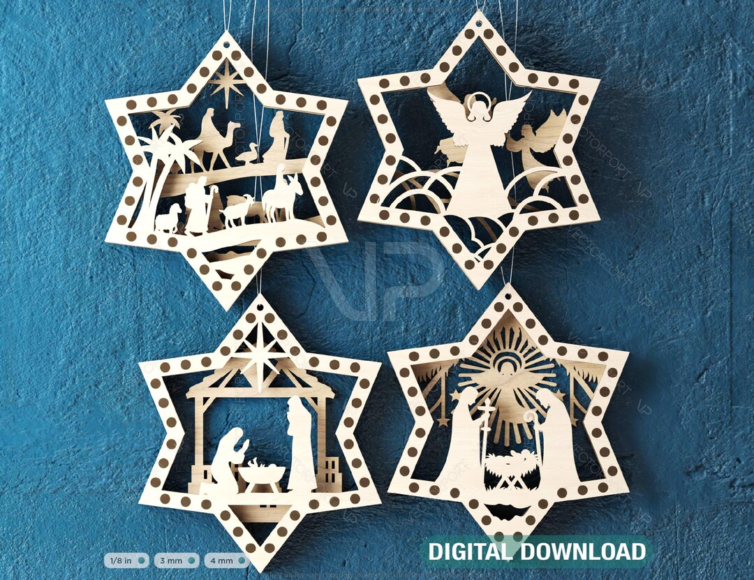 Nativity Star Shape Christmas Ornaments | Baby Jesus Round Hanging ...