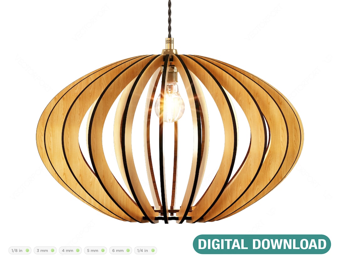 Oval Round Modern Wood Pendant Light Chandelier Lamp Lampshade Plywood ...