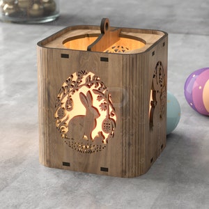 Easter Lamp Candle Holder Ornaments Light Bunny Tealight Lamp Night ...