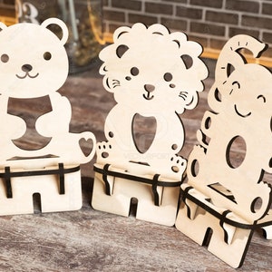 Phone Stand Cute Elephant, Lion & Bear Laser Cut Mobile Stand Cell ...