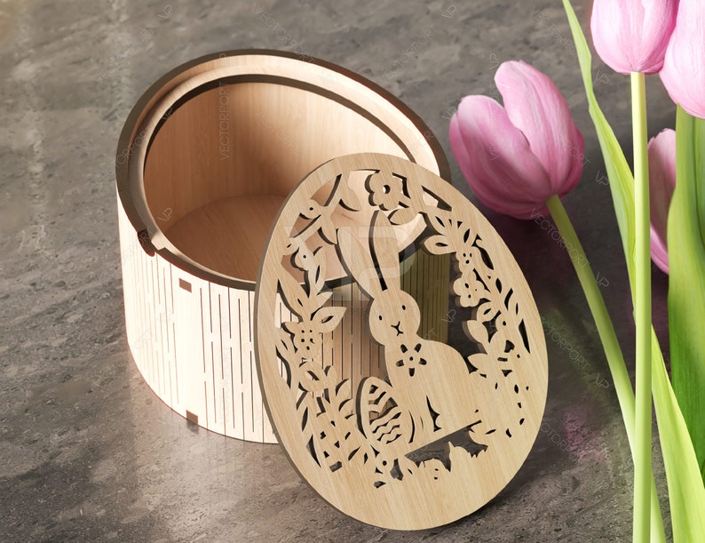 Easter Elegance: Laser Cut Egg Shaped Wooden Gift Box for Stylish ...
