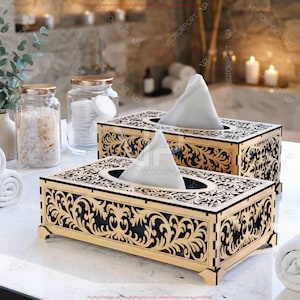 Elegant Laser Cut Wooden Tissue Box Cover | Wooden Napkin Box Sleeve ...