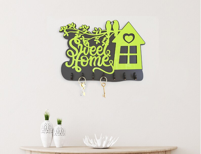 Laser Cut Key Holder Wall Mounted Decorative Hanger Love Birds - Etsy