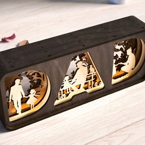Dad & Daughter Shadow Box SVG, Standing Dad and Daughter Multilayer ...