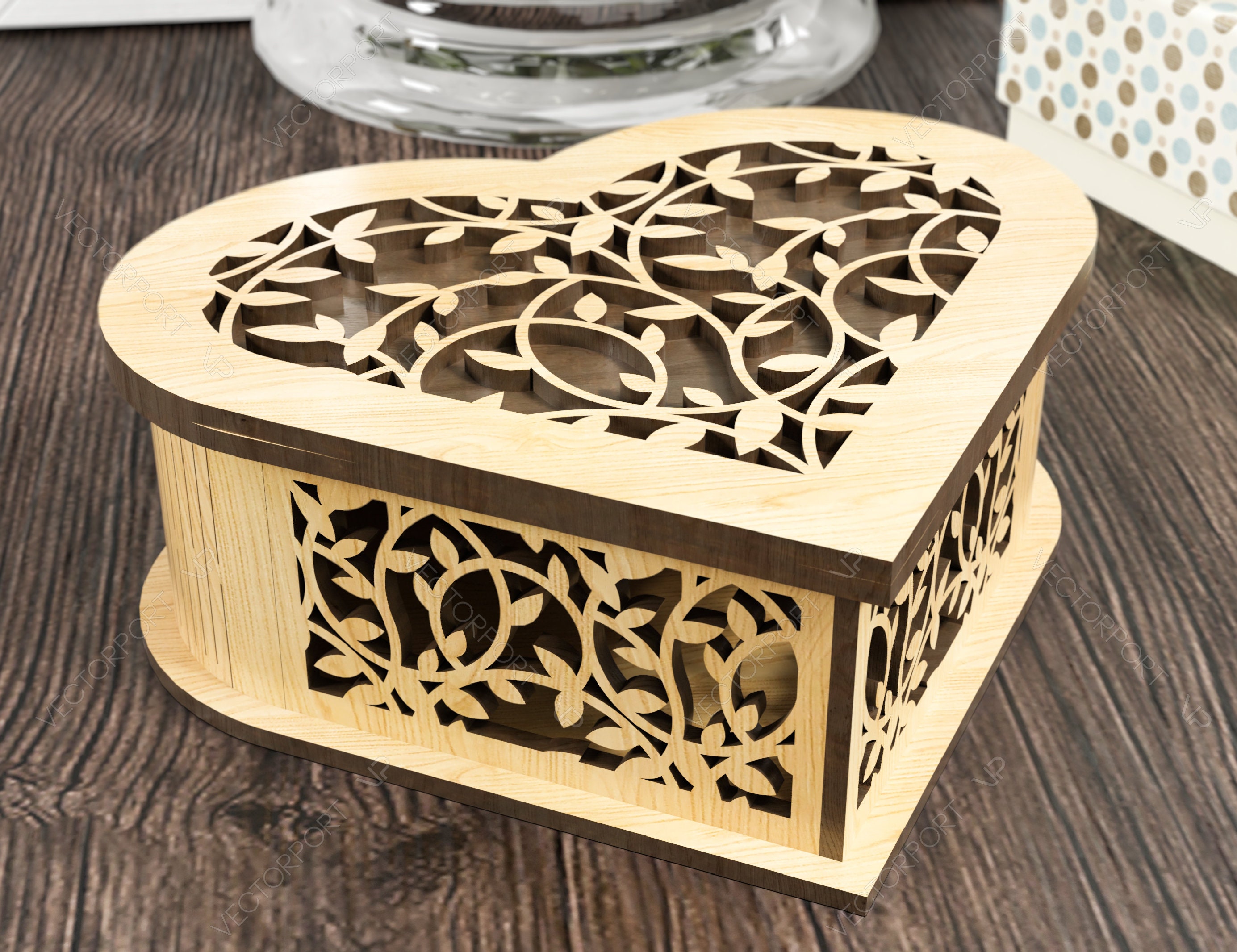 Wooden Heart Shaped Jewelry Laser Cut Box Template Wedding - Etsy