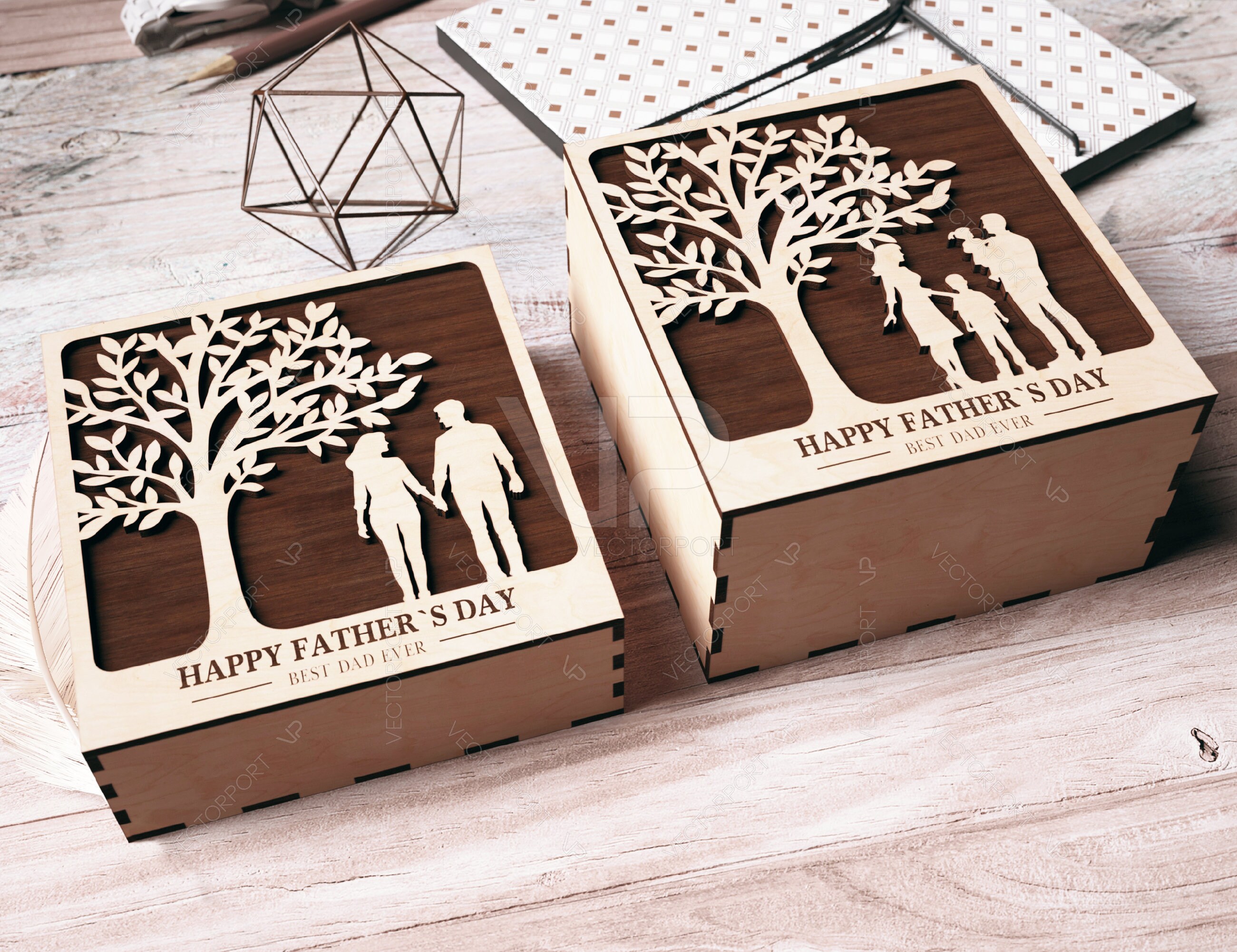 Father's Day Engraved Gift Box – Dad & Mom/son/daughter Themed Laser ...