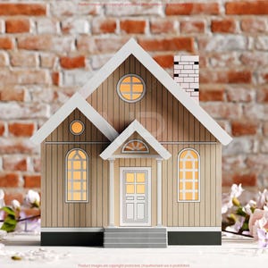 Wooden House – Miniature House Village DIY 3D Model With Glowing ...