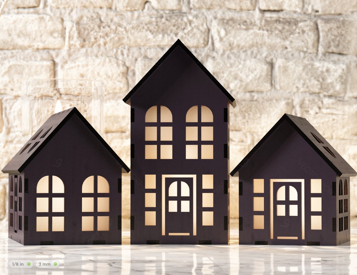 Tea Light Houses Lantern Candle Light Holder Laser Cut 3 - Etsy