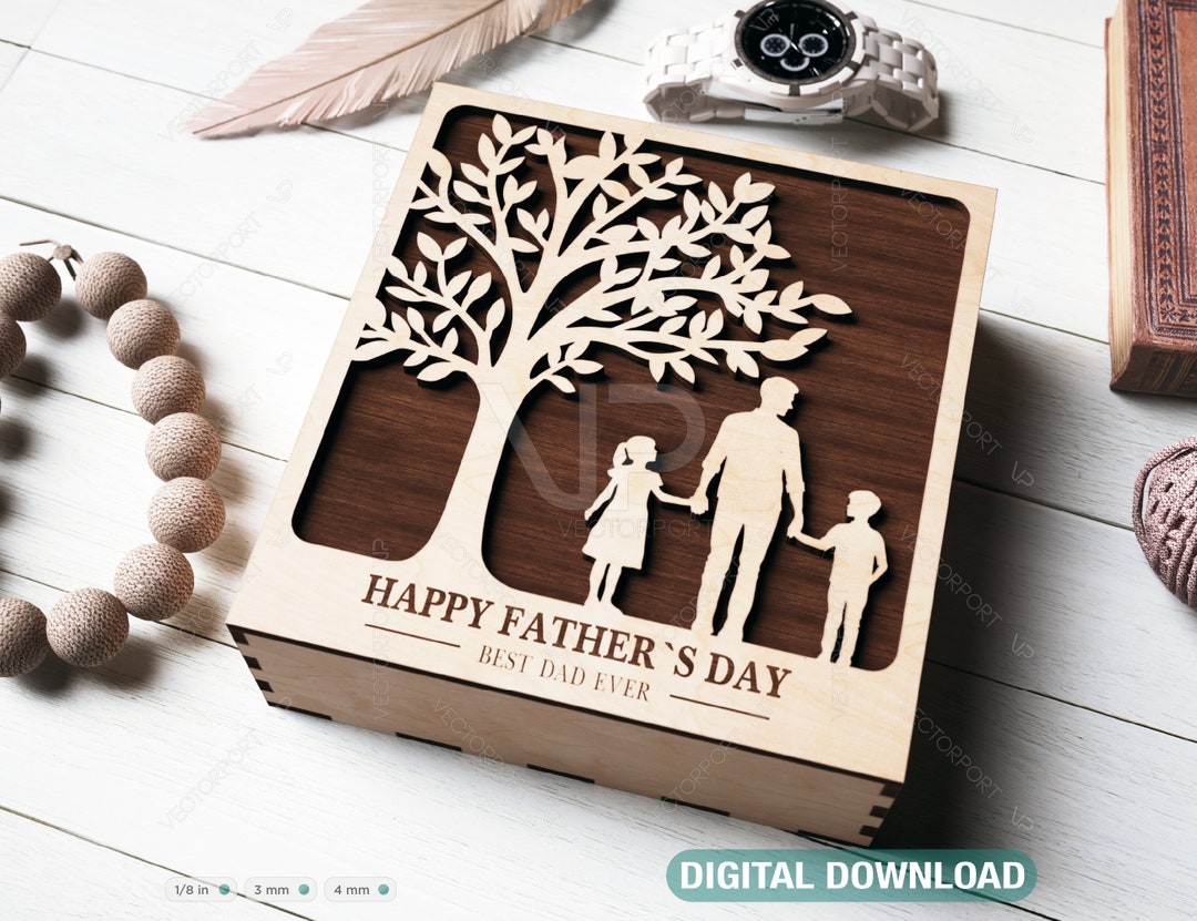 Father's Day Engraved Gift Box – Dad & Son/daughter Themed Laser Cut ...