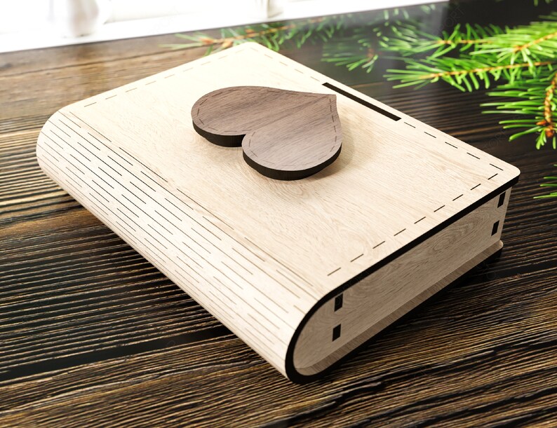 Book Shape Wooden Gift Box With Lock Laser Cut Card Case Favor - Etsy